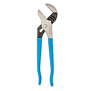 Channellock 430 Tongue & Groove Pliers | 10" Straight Jaw Groove Joint Plier with Comfort Grips | 2" Jaw Capacity | Laser Heat-Treated 90° Teeth| Forged From High Carbon Steel | Made In USA,Black, Blue, Silver,10-Inch