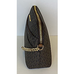 Michael Kors MICHAEL Michael Kors Jet Set Travel MD Dome XCross Crossbody bundled with SM TZ Coinpouch Purse Hook (Signature MK Brown)