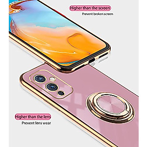 Jancyu Compatible with Oneplus 9Case（Not for Oneplus 9 Pro）, Phone Case for Oneplus 9 with Ring Holder, 360 Degrees Protective Silicone Magnetic Car Holder (Purple)