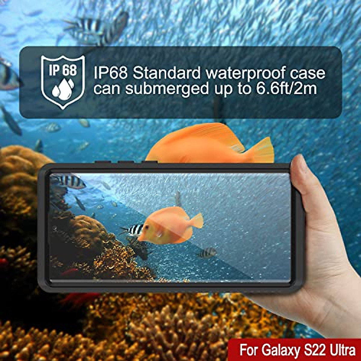 Punkcase Galaxy S22 Ultra Waterproof Case [Extreme Series] [Slim Fit] [IP68 Certified] [Shockproof] [Dirtproof] [Snowproof] Armor Cover for Galaxy S22 Ultra 5G (6.8") (2022) [Black]