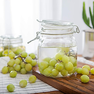 Glass Kitchen Storage Canister Mason Jars with Lids,32oz Airtight Glass Canister with Hinged Lid，Perfect for Kitchen Canning Cereal,Pasta,Sugar,Beans (Labels & Chalk Marker)-Set of 6