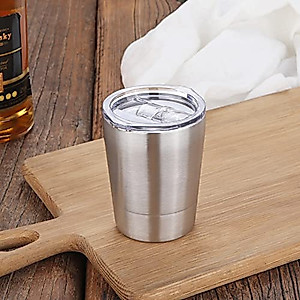 Anti Scald Stainless Steel Cup, Safe Clean Metal Beer Cup Wine Cups Stylish Simple Heat Insulation Durable for Bar(Natural small size 263ml)