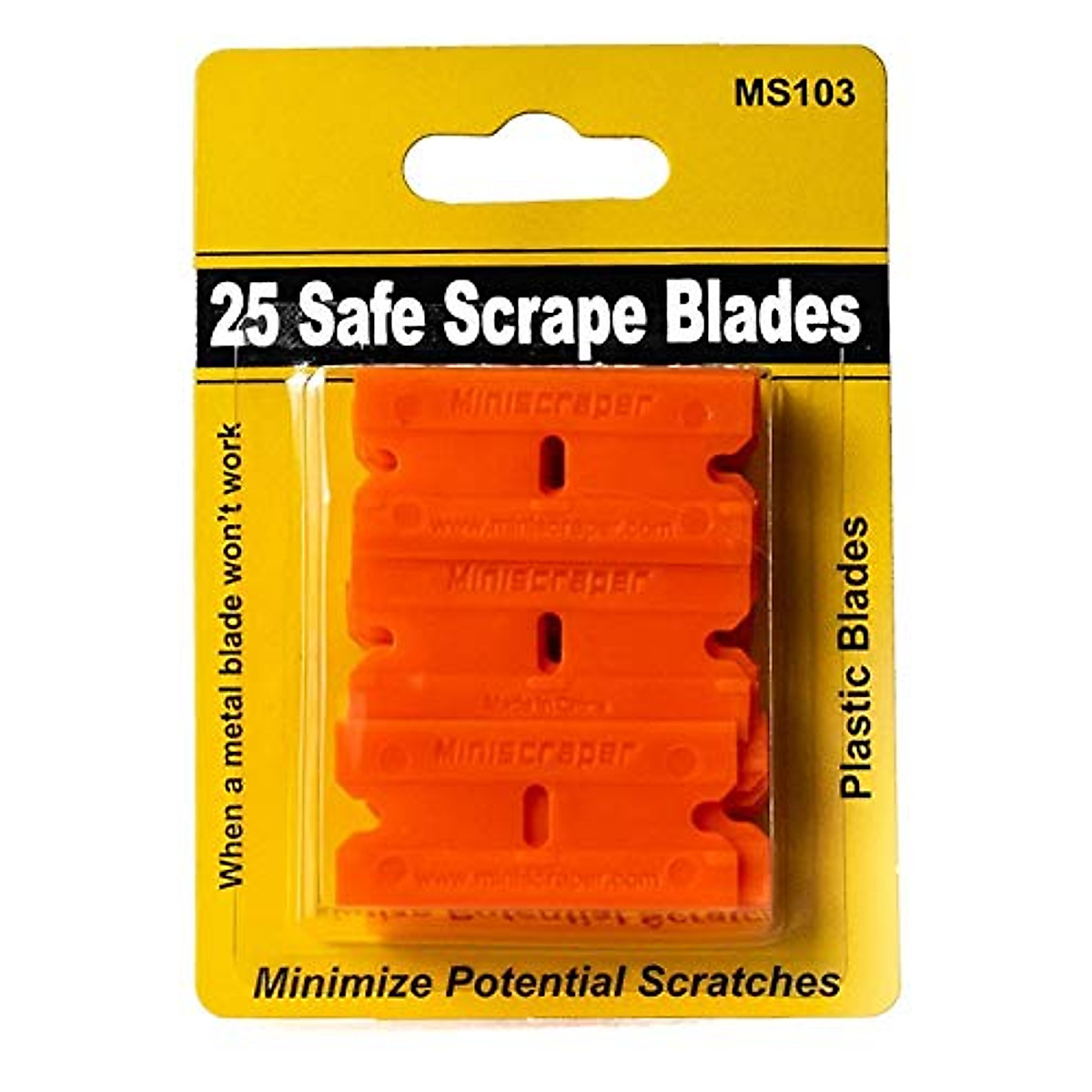 25 Plastic Double Edged Razor Blades with Titan Razor Scraper - Mini Scraper Combo