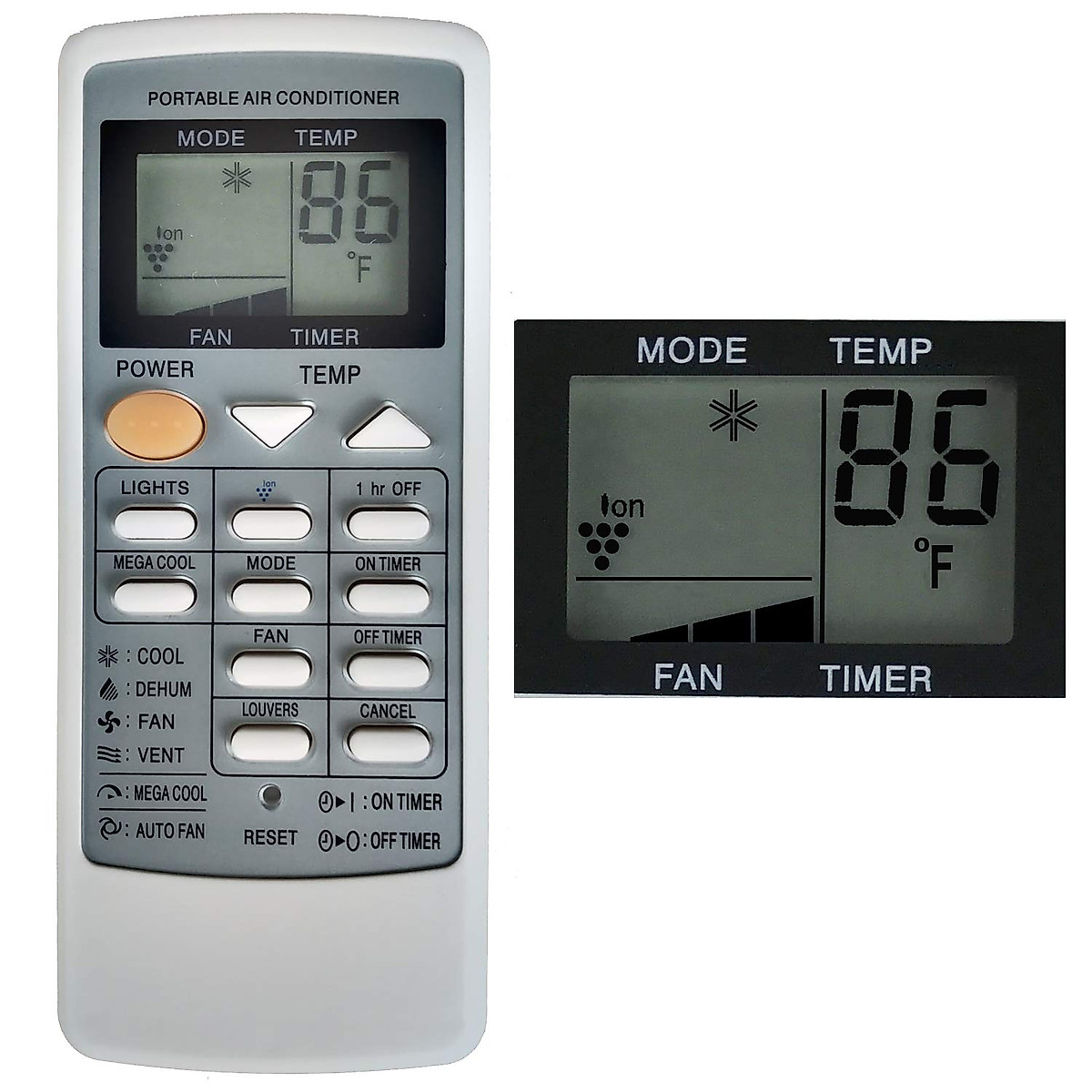 YING RAY Replacement for Sharp Portable Air Conditioner Remote Control CRMC-A750JBEZ CV-10NH XV-6234 (Display in Fahrenheit)