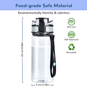 UTEBIT 16oz Kids Water Bottle, BPA Free Insulated Water Bottle with Straw, Plastic Sport Water Jug, 500ml Leakproof Dinosaur Kids Cup with Sleeve, Strap, Pouch for School Boys Girls