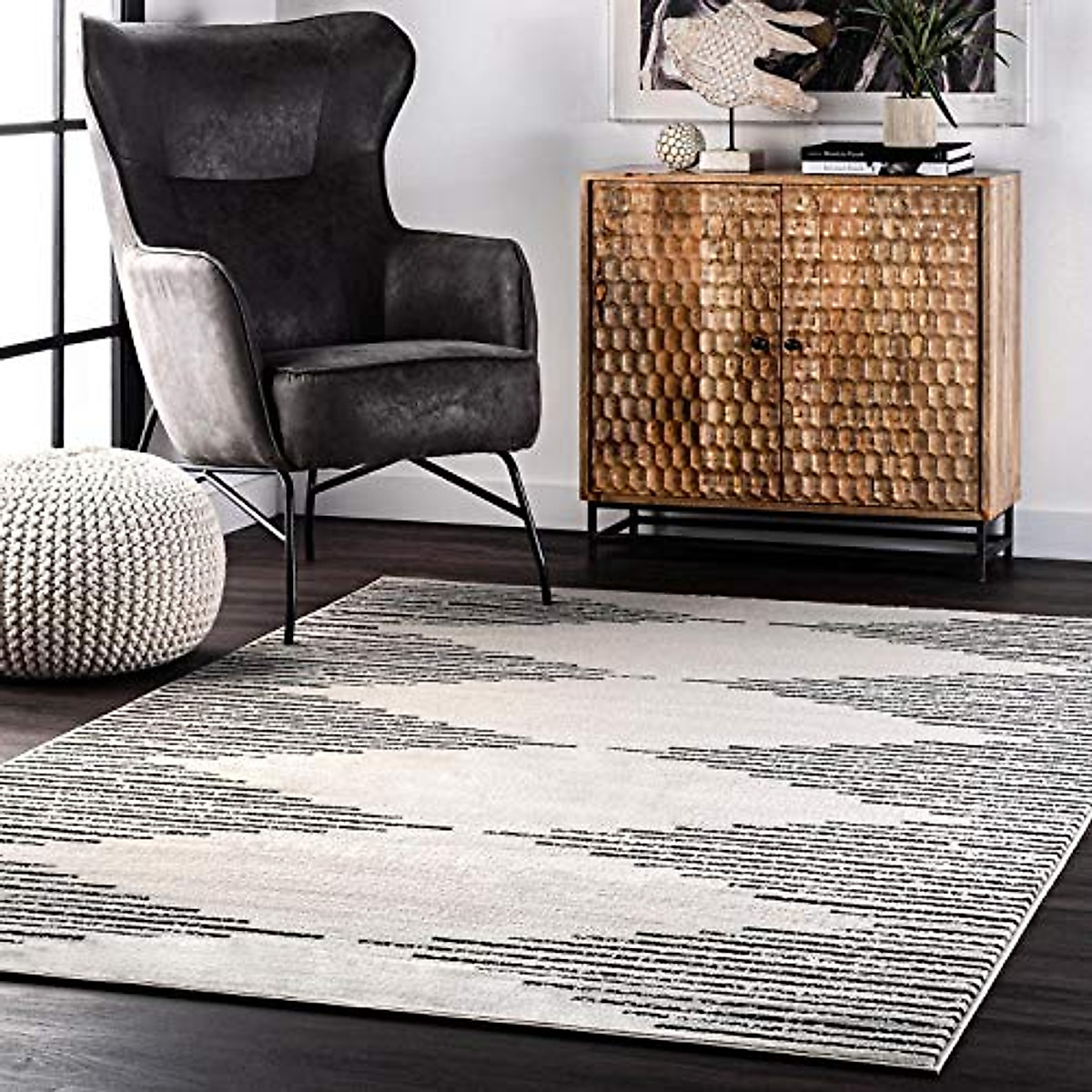 nuLOOM Romina Diamond Stripes Area Rug, 5' x 8', Grey