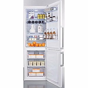 Summit FFBF241W 24 Bottom Freezer Refrigerator with 11.35 cu. ft. Capacity Crisper Drawer Ultra Quiet Operation in White