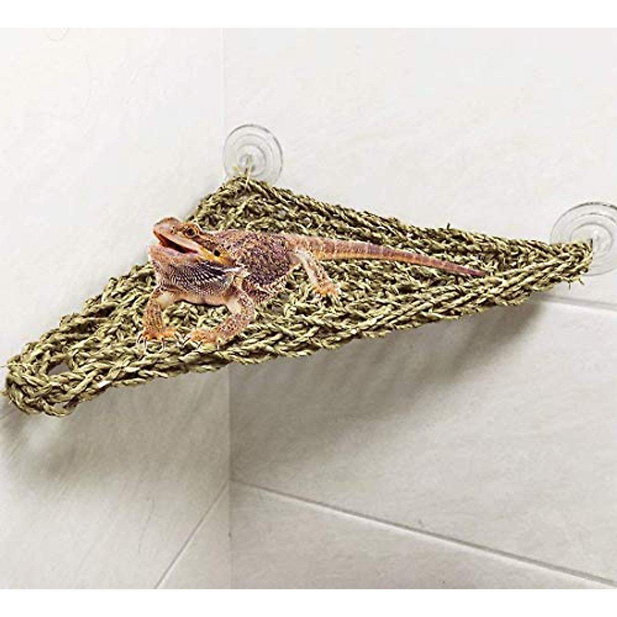 warmgone Bearded Dragon Hammock Lizard Lounger,100% Natural Seagrass Fibers for Reptiles,Geckos,Anoles,Iguanas,Hermit Crabs and Snakes,Triangular 12.5 x 17 inches
