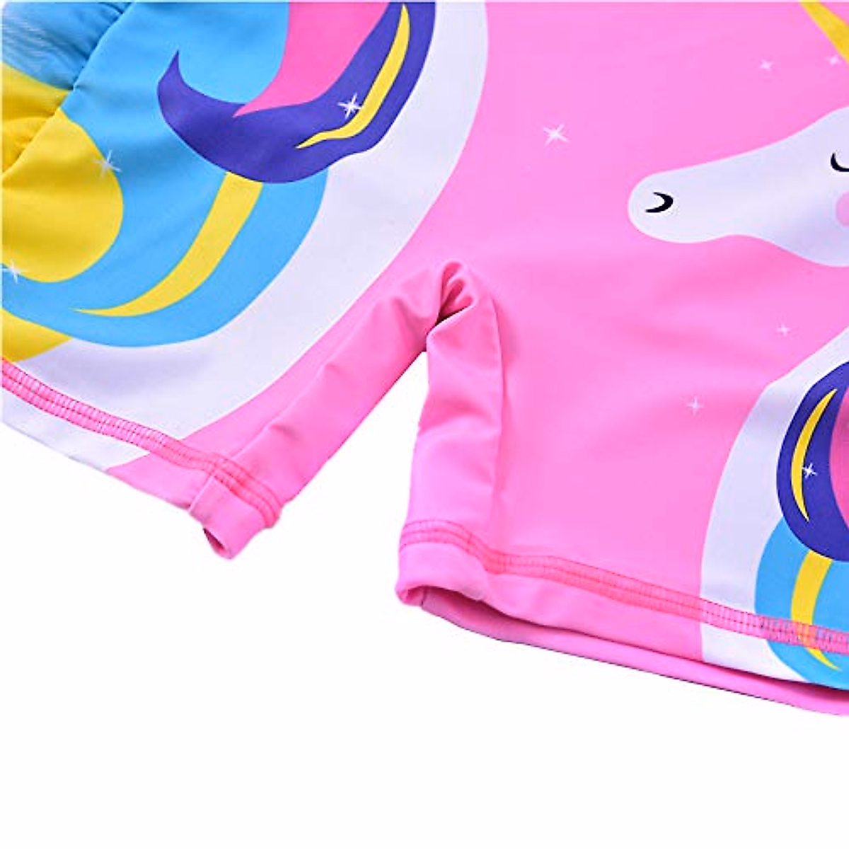 Baby Girl One Piece Swimsuit Sunsuit Long Sleeve Swimwear Rash Guard Toddler Kid Unicorn Bathing Suit Zip with Hat (3 Years/90) Pink