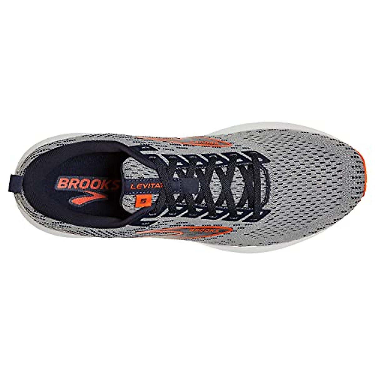 Brooks Men's Levitate 5 Neutral Running Shoe - Grey/Peacoat/Flame - 9.5 Medium