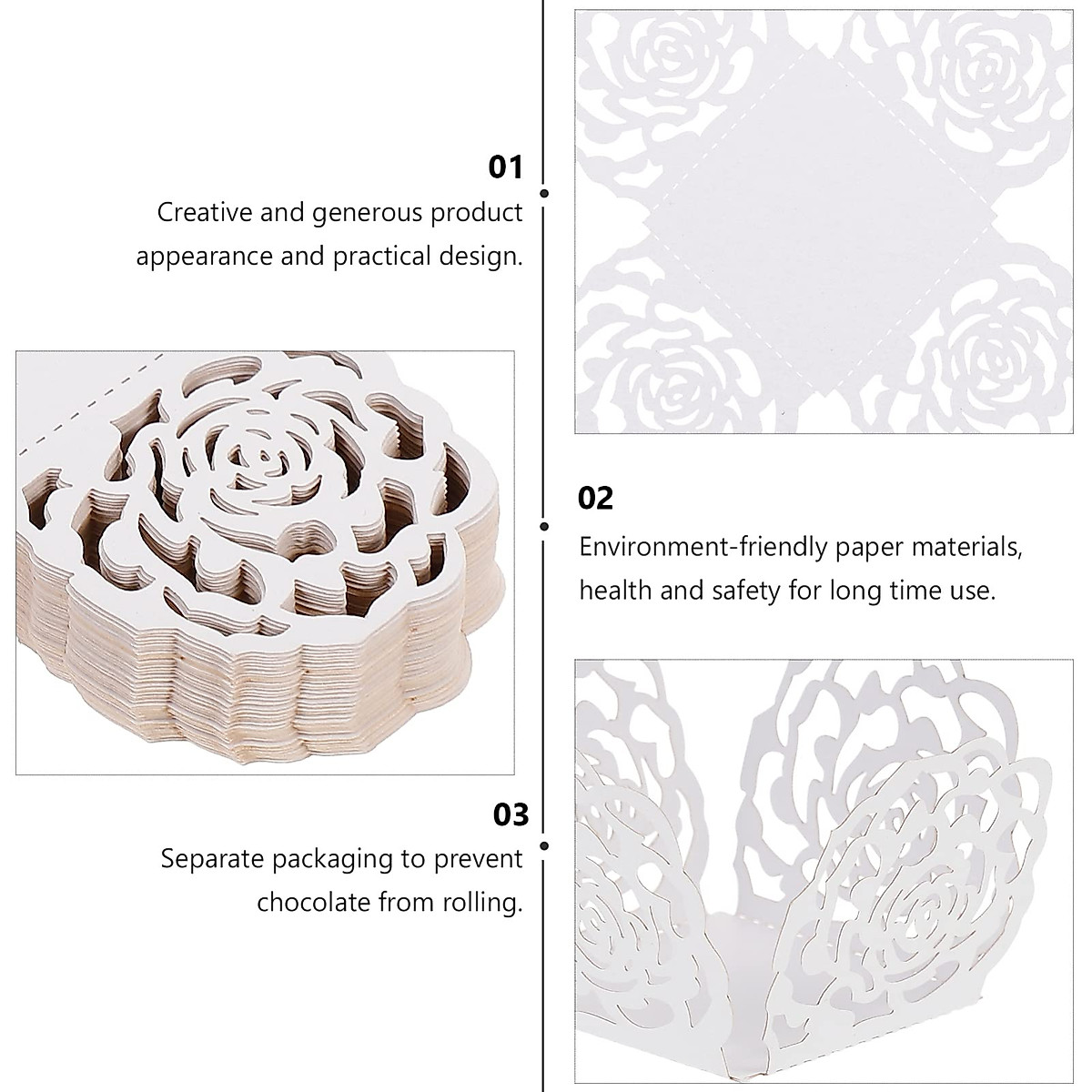 Alipis Chocolate Box Gift Chocolate Box Gift 50pcs Truffle Wrappers Paper Chocolate Paper Candy Cups Small Hollow-out Flower Truffle Wrappers Liners Cups Cupcake Liners