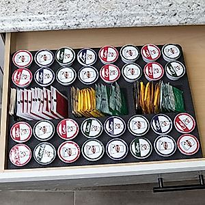 Polar Whale Coffee Pod and Tea Bag Storage Organizer Tray Drawer Insert for Kitchen Home Office 12.6 x 17.9 Inches Holds 32 Compatible with Keurig K-Cup