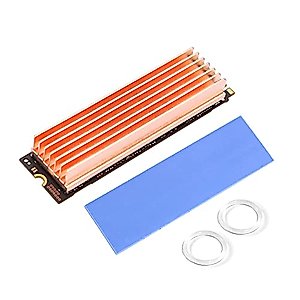 Awxlumv M.2 Heatsink Pure Copper NVMe M2 2280 SSD DIY 7 Fins Cooler with Thermal Pad for Desk Computer(2 Pcs)