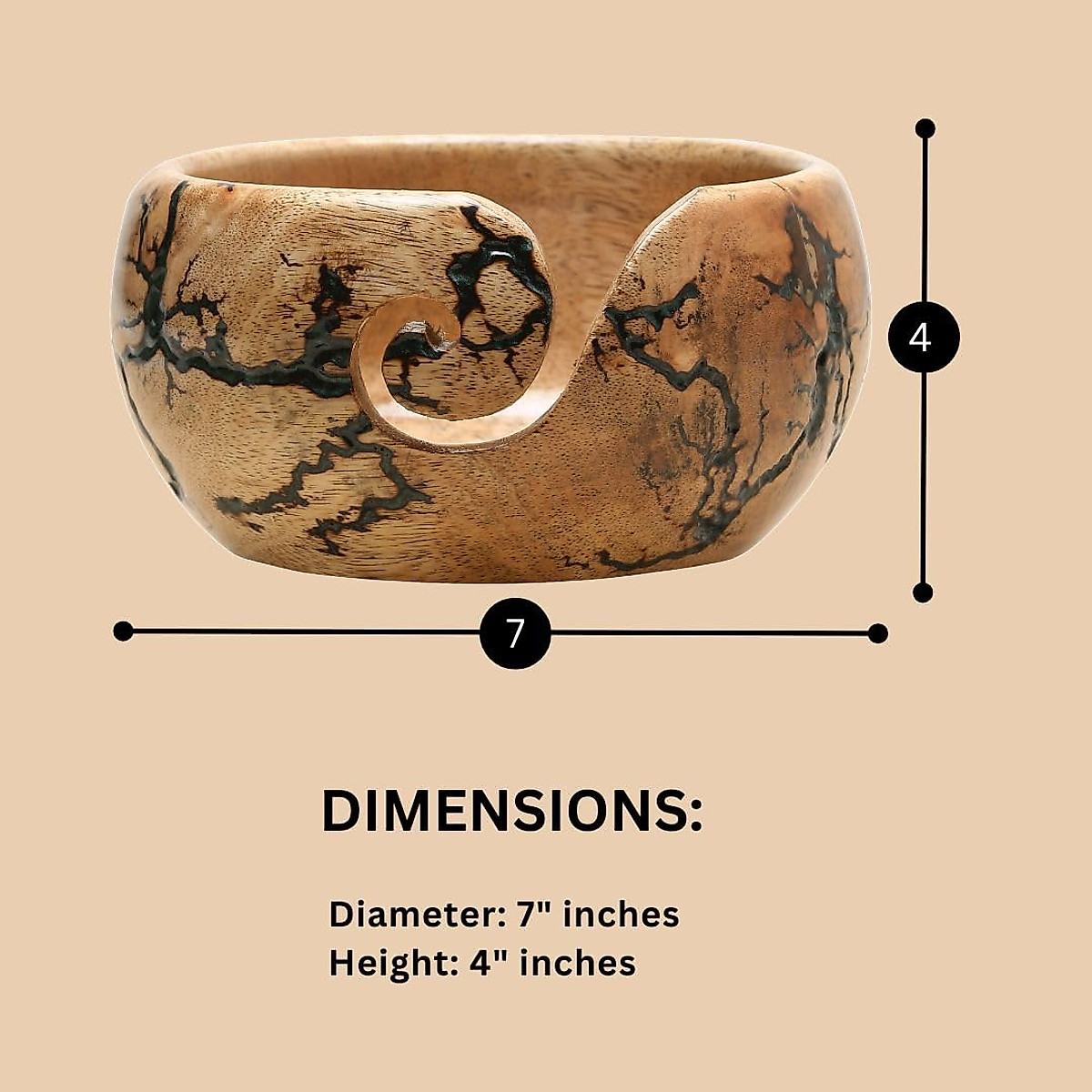 Vriksha Kraft Wooden Yarn Bowl for Crocheting - Crochet Yarn Large Bowl (7x4) - Knitting Storage Yarn Bowl – - Birthday Gifts for Women