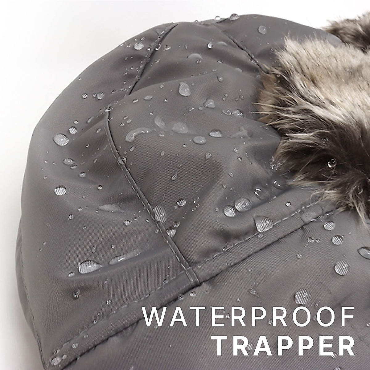 CHOK.LIDS Waterproof Winter Trappers Unisex Premium Strength Ushanka Ear Flap Chin Strap Cold Weather Outdoor (Black)