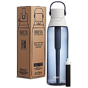 Brita Hard-Sided Plastic Premium Filtering Water Bottle, BPA-Free, Reusable, Replaces 300 Plastic Water Bottles, Filter Lasts 2 Months or 40 Gallons, Includes 1 Filter, Night Sky - 26 oz.