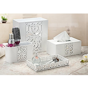 Creative Scents White Bathroom Trash Can - Decorative Bathroom Wastebasket - Mirrored Waste Basket for Bathroom, Bedroom, Powder Room Or Living Room - Durable Mirror Janette Bathroom Garbage Can