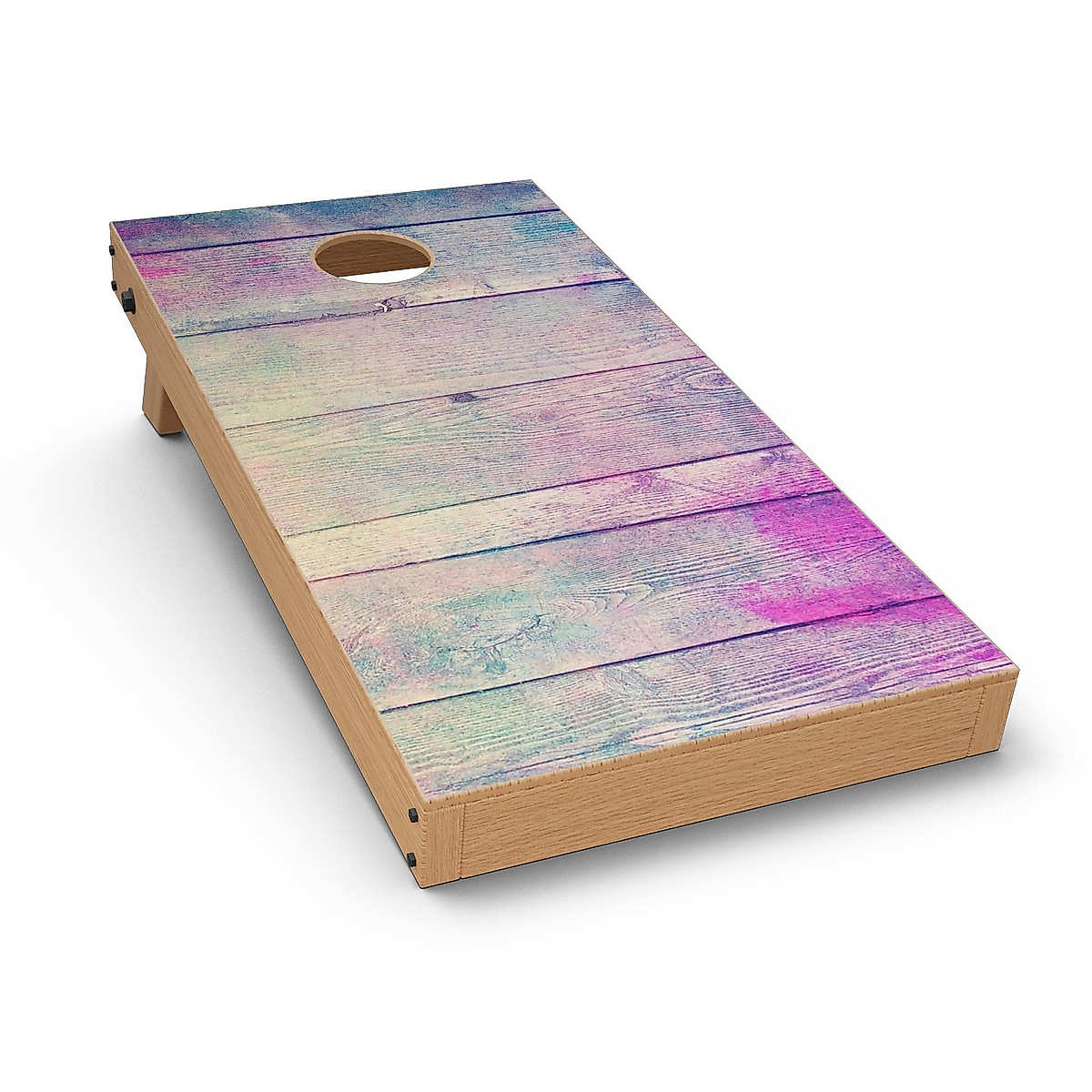Design Skinz Wood Skin Set for Cornhole (Skin Only) - Pink & Blue Grunge Wood Planks