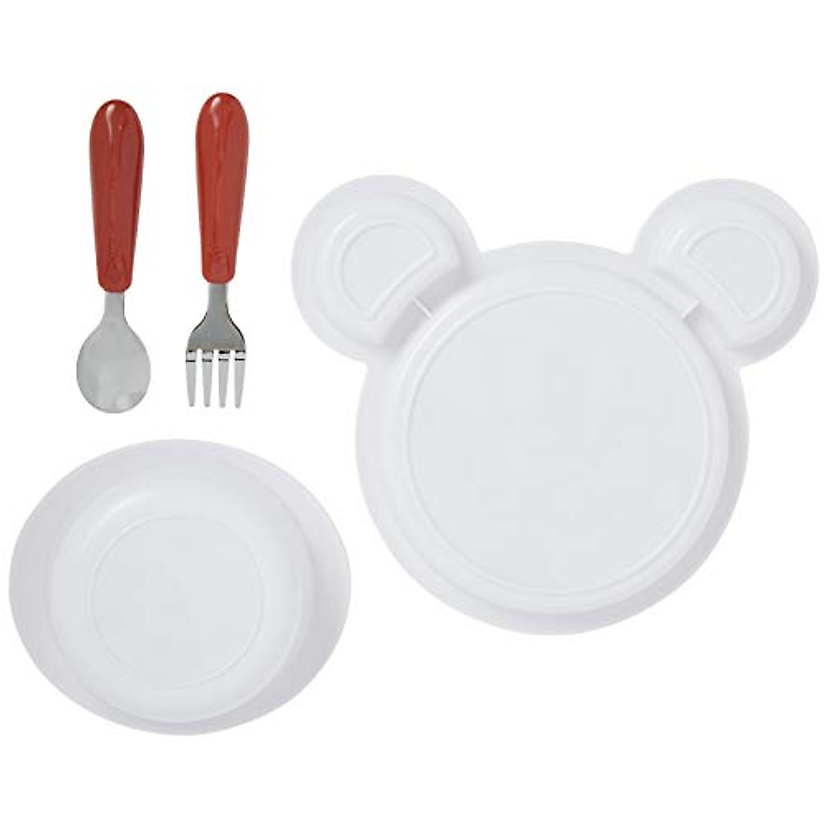 The First Years Disney Mickey Mouse Dinnerware Set - Toddler Plates and Toddler Utensils- 4 Count