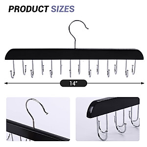 BigOtters Belt Hangers for Closet, Belt Rack Belt Organizer 14 Hooks Belt Holder for Storage Max 42 Belts 360° Rotating for Bra Tie Tank Top