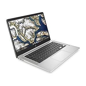 HP Chromebook 14A-NA1011CA, 14-Inch Laptop FHD IPS Intel Celeron N4500, 8GB LPDDR4 RAM, 128GB eMMC, Intel UHD Graphics, Micro SD Card Reader, USB C, WiFi, Bluetooth, ChromeOS, Mineral Silver (Renewed)