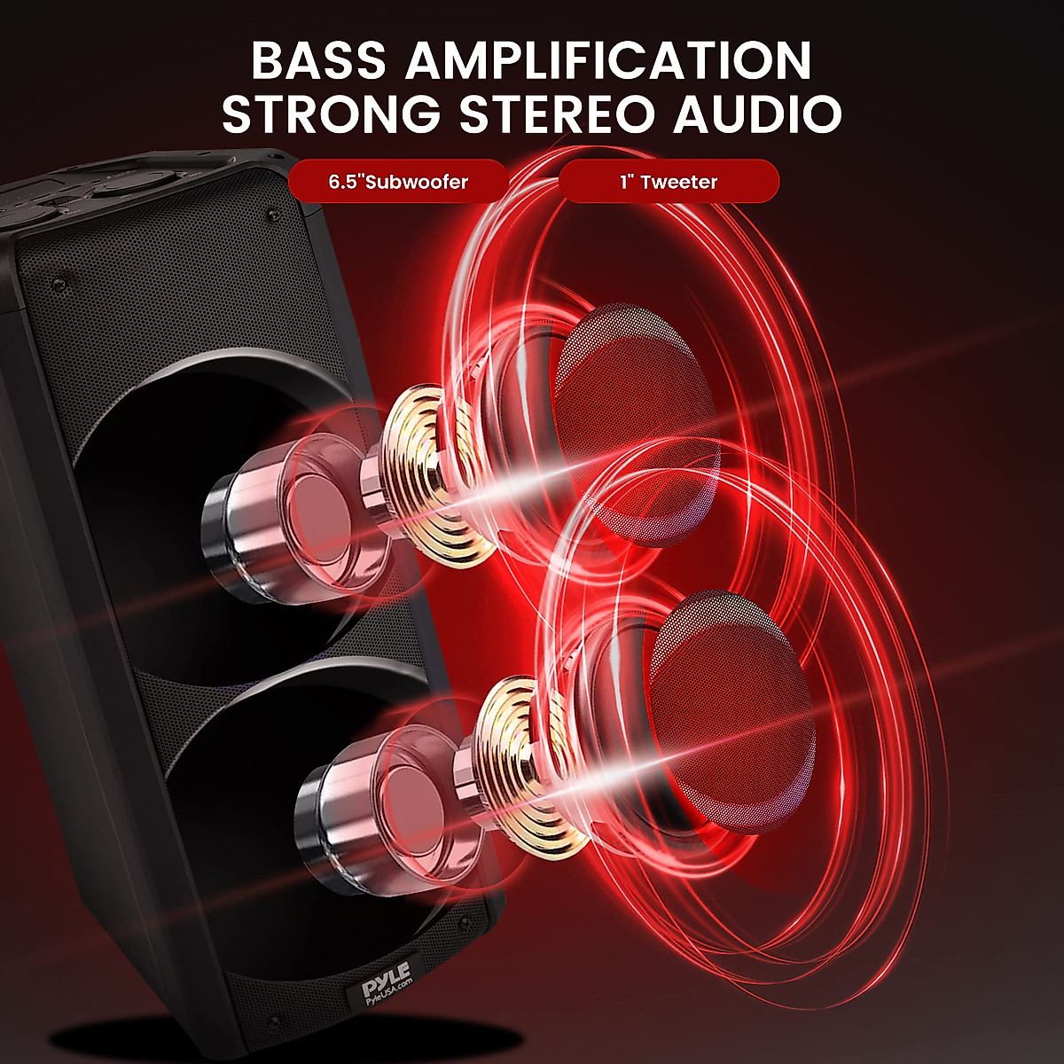 Pyle Portable Bluetooth PA Speaker - 240W Dual 6.5" Rechargeable Indoor/Outdoor BT Karaoke Audio System-TWS, Party Lights, LED Display, FM/AUX/MP3/USB/SD, 6.5mm in, Handle-Wireless Mic, Remote