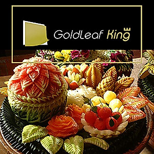 GoldleafKing Fruit Carving Knife Set of 2 | 2, 2.5 Inch Orange Handle | Fruit Carving Tools Carving Knives | Knife - Carving Knives for Fruits and Vegetables - Free 1 Mini Carving Guide Book