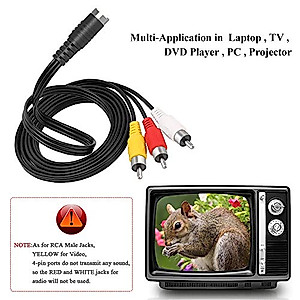 ELECTOP 4 Pin S-Video to 3 Male RCA Composite Video Cable 1.45M(4.75FT)