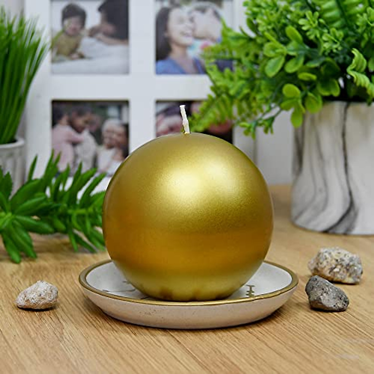 Zest Candle 2-Piece Ball Candles, 4-Inch, Metallic Gold