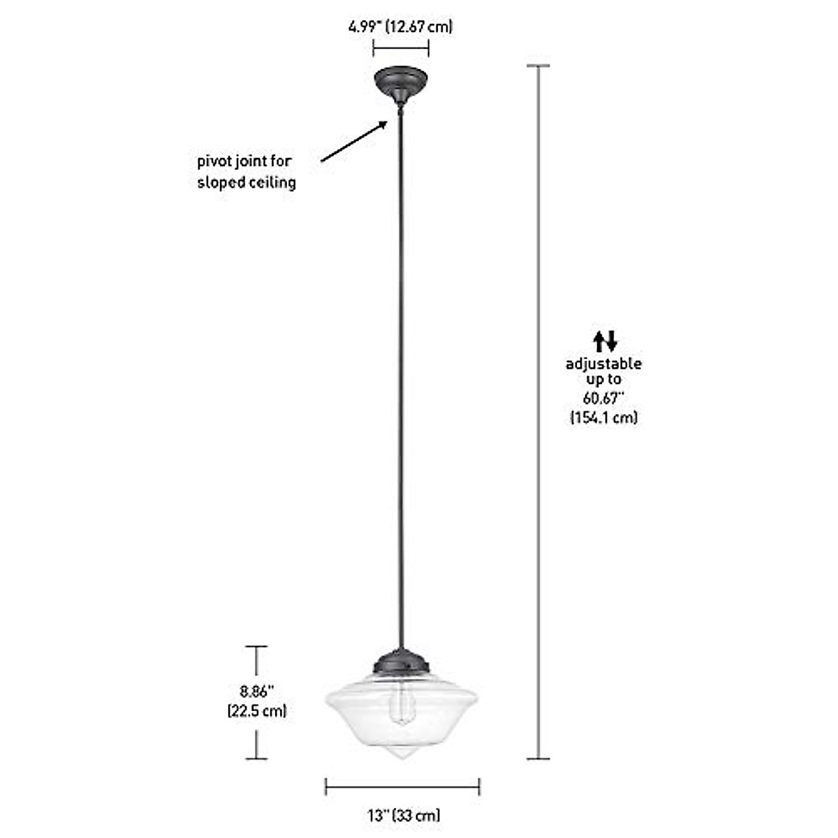 Globe Electric 60392 Sloane 1-Light Pendant, Dark Bronze, Clear Glass Shade