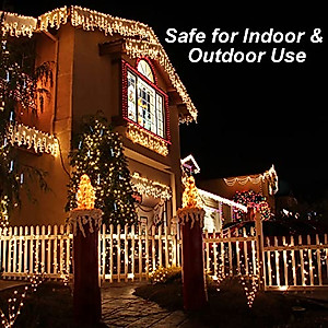 141.4 FT 400 Count Christmas Warm White LED String Lights, LED String Lights Green Wire with F5 Bulbs for Indoor and Outdoor Home, Lawn, and Tree Garden