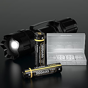 LCLEBM 3.7V 3800mAh USB Rechargeable Lithium Battery for Button Top with 2 in 1 Charge Cable for Flashlights, Camera, Headlamps, Doorbells, RC Cars (2 Pack)