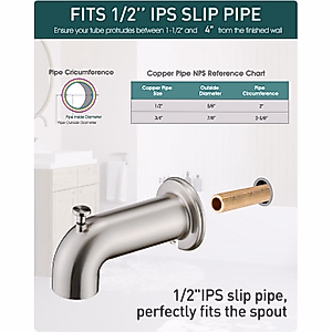 LOCALAND Slip-On Extra Long Tub Spout with Diverter, 1/2 Inch Slip Fit Connection,Brushed Nickel