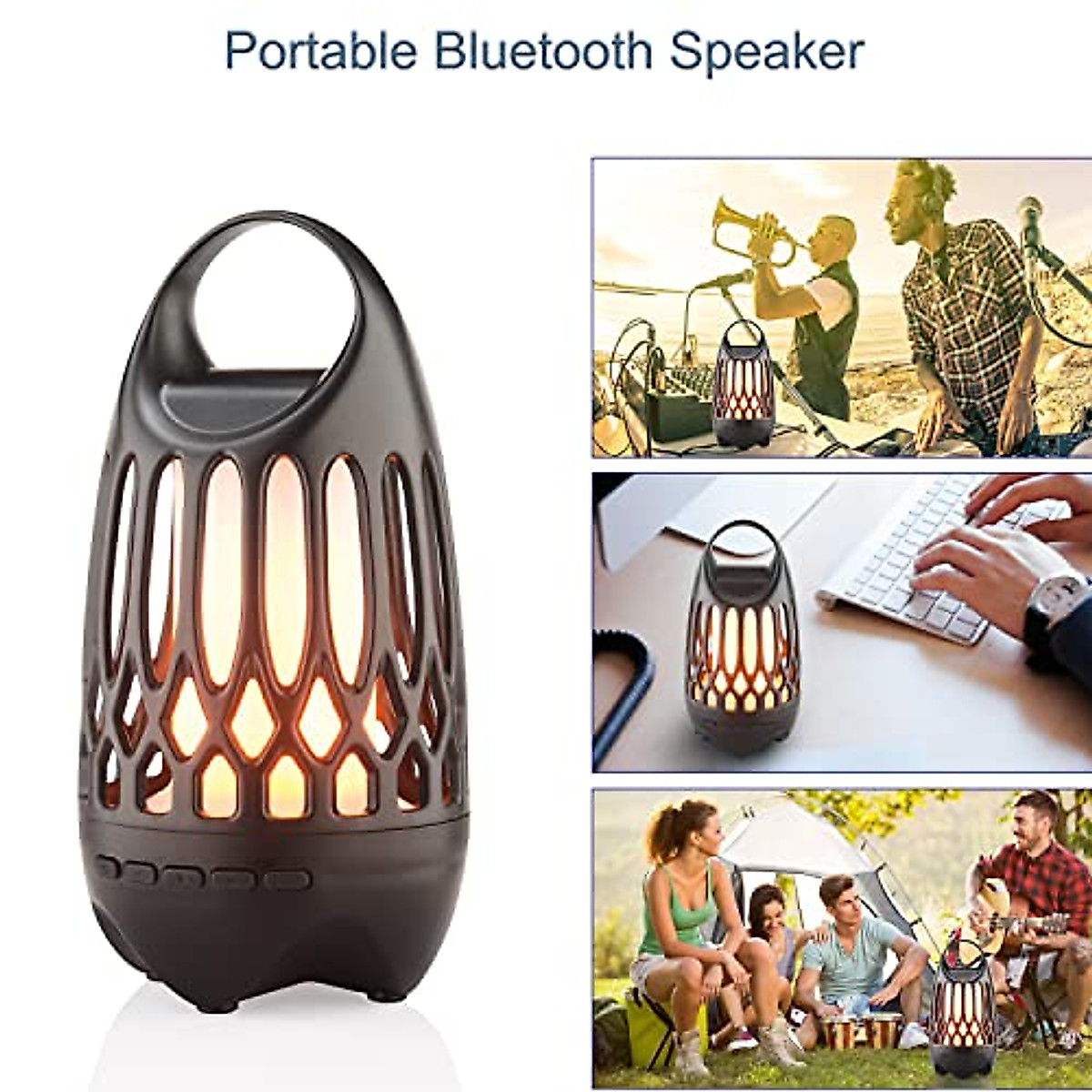 Viiwuu Portable Bluetooth Speakers with LED Flame Light - LED Table Lamp Speaker for Outdoor Atmosphere, Patio, Yard, Party Decor, Gift for Women and Men, Bluetooth 5.0 HD Audio Stereo Speaker