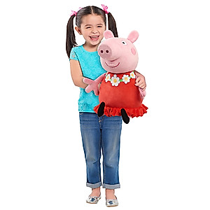 Peppa Pig 24.75-inch Jumbo Plushie Stuffed Animal, Soft Non-Removable Red Dress with Flower Embroidered Details, Kids Toys for Ages 3 Up by Just Play