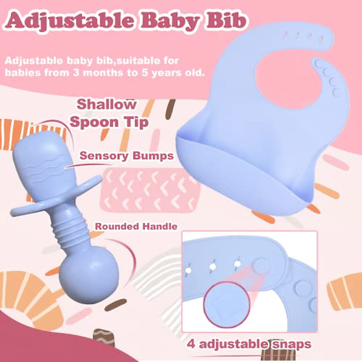 Baby Led Weaning Supplies, 16Pack Silicone Baby Feeding Set Baby Feeding Supplies Baby Eating upplies Infant Self Eating Utensil Set with Suction Bowls Plates Bibs Cups Spoons and Forks - 6+ Months