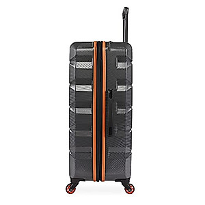 NAUTICA Quest Hardside Spinner Luggage, Grey/Orange, Checked-Large 29-Inch