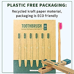 Y-Kelin 12 Pcs Soft Bristles Bamboo Toothbrush, Eco Friendly Color Bristle Wood Tooth Brushes