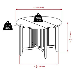Winsome Wood Alamo, , Double Drop Leaf, Round Table Mission, Walnut, 42-Inch/ 41.97 in x 41.97 in x 29.65 in