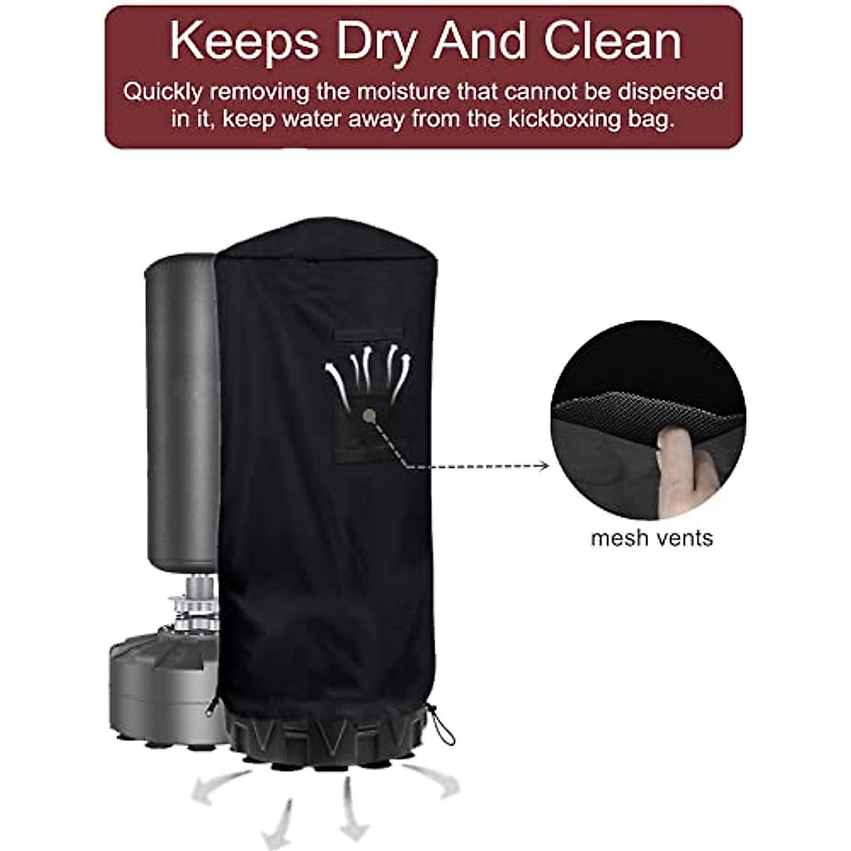 Free Standing Punching Bag Cover Outdoor Waterproof, GS Alderaul Large Standing Boxing Bag Cover Outdoor Waterproof, Standing Heavy Bag Cover for Punching Bag, Kickboxing Bag, and more