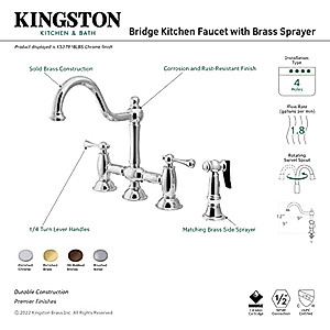Kingston Brass KS3798BLBS Restoration Bridge Kitchen Faucet, Brushed Nickel