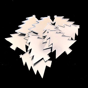 Super Cool Creations Christmas Tree Shaped Crafting Mirrors, Set of 10, Many Colours, Shatterproof Acrylic, White, Pack of 10 x 4cm
