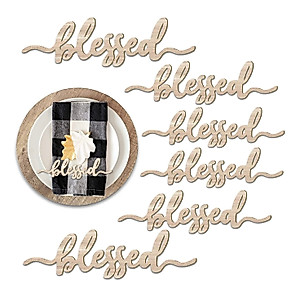 CM Originals Thanksgiving Table Decorations Plate Decor Table Place Cards Blessed, Thankful, Grateful Wood Signs Fall Dining Table Plate Ornament Farmhouse Home Table Setting Decor 6 Pack (Thankful 6, Grateful 6, Blessed 6 (18 Pack))