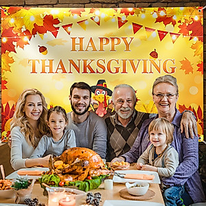 Thanksgiving Backdrop Thanksgiving Party Decorations Happy Fall Party Banner Birthday Banner Backdrop for Kids Party (Orange)