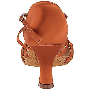 Very Fine Elektra Women's Ballroom Salsa Tango Latin Dance Shoes Copper Tan Satin 2.5" Spool Heel US 8 M