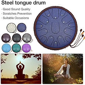 Steel Tongue Drum 15 Note 14 Inch Harmonic Tank Drum Handpan Drum Meditation Yoga Zen with Mallets Travel Bag for Beginner Music Lovers Gift (Color : Black)