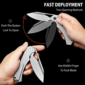 NedFoss COUGAR Folding Pocket Knife, 2.98" Sandvik 14C28N Blade, Lightweight Steel Handle, Sharp Button Lock Knife for EDC, Steel Pocket Clip, Razor Utility knife, Pocket Knife for Men and Women