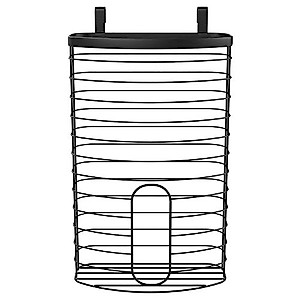 Lilimpact Over the Cabinet Kitchen Storage Grocery Bag Plastic Shopping Bag and Garbage Bag Holder Saver Dispenser Rack Stainless Steel' (Black)