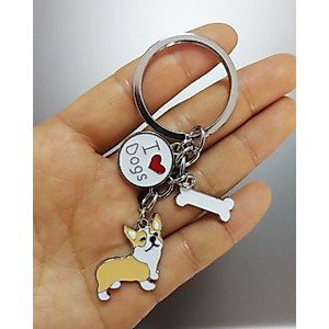 BECHANMIG Keychains,Lovely Dog Key-ring Portable Metal Keychain Keyring Key Decor Car Keyring Tag (Yellow Corgi)