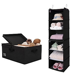 GRANNY SAYS Bundle of 1-Pack Jumbo Storage Bins with Lids & 1-Pack Hanging Storage Shelves